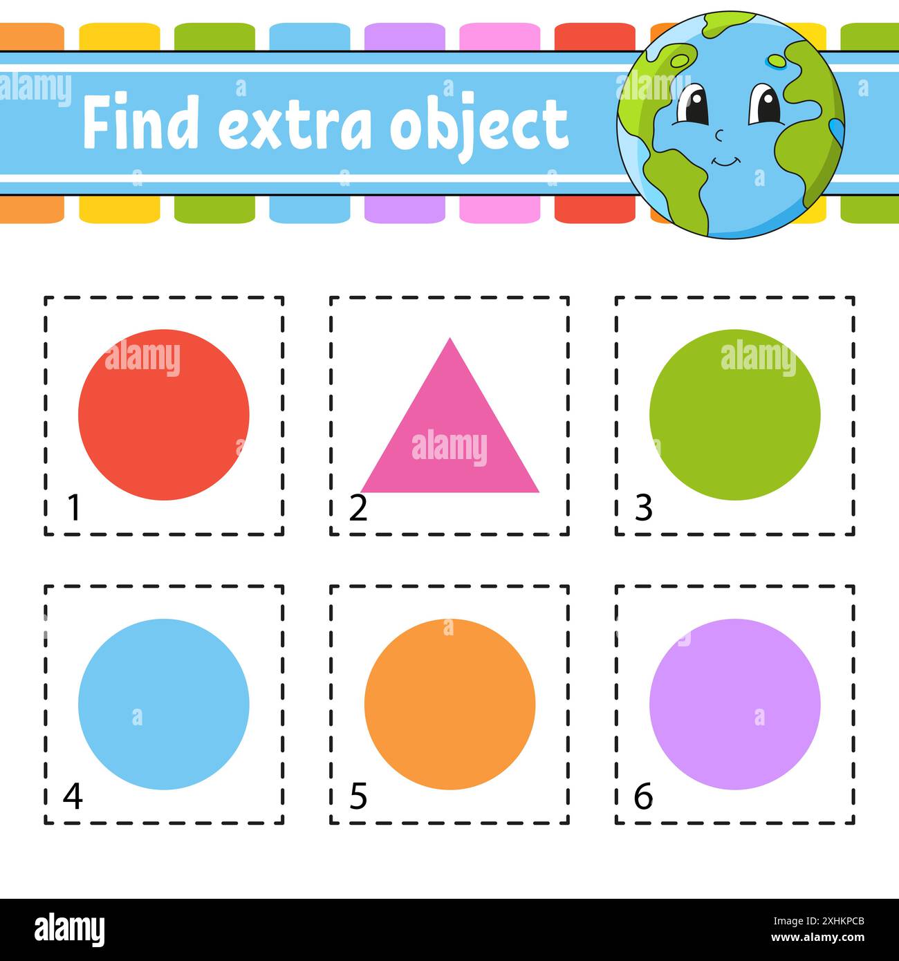 Find extra object. Educational activity worksheet for kids and toddlers. Game for children. Cute ...