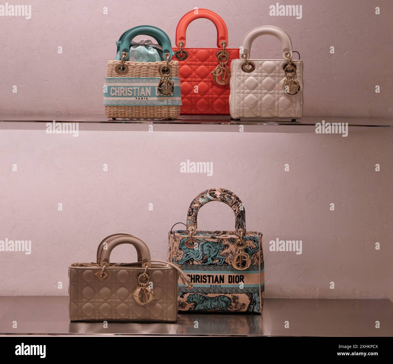 DIOR BAGS FOR WOMEN ON DISPLAY INSIDE THE FASHION BOUTIQUE Stock Photo ...