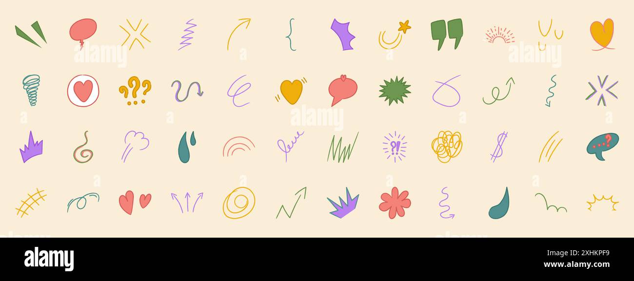 Colorful collection of anime emotion effects. Manga set of arrows ...