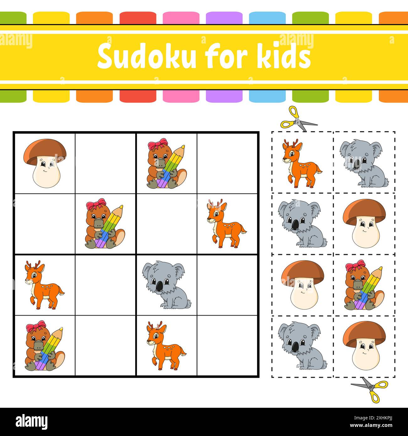 Sudoku for kids. Education developing worksheet. Activity page with ...
