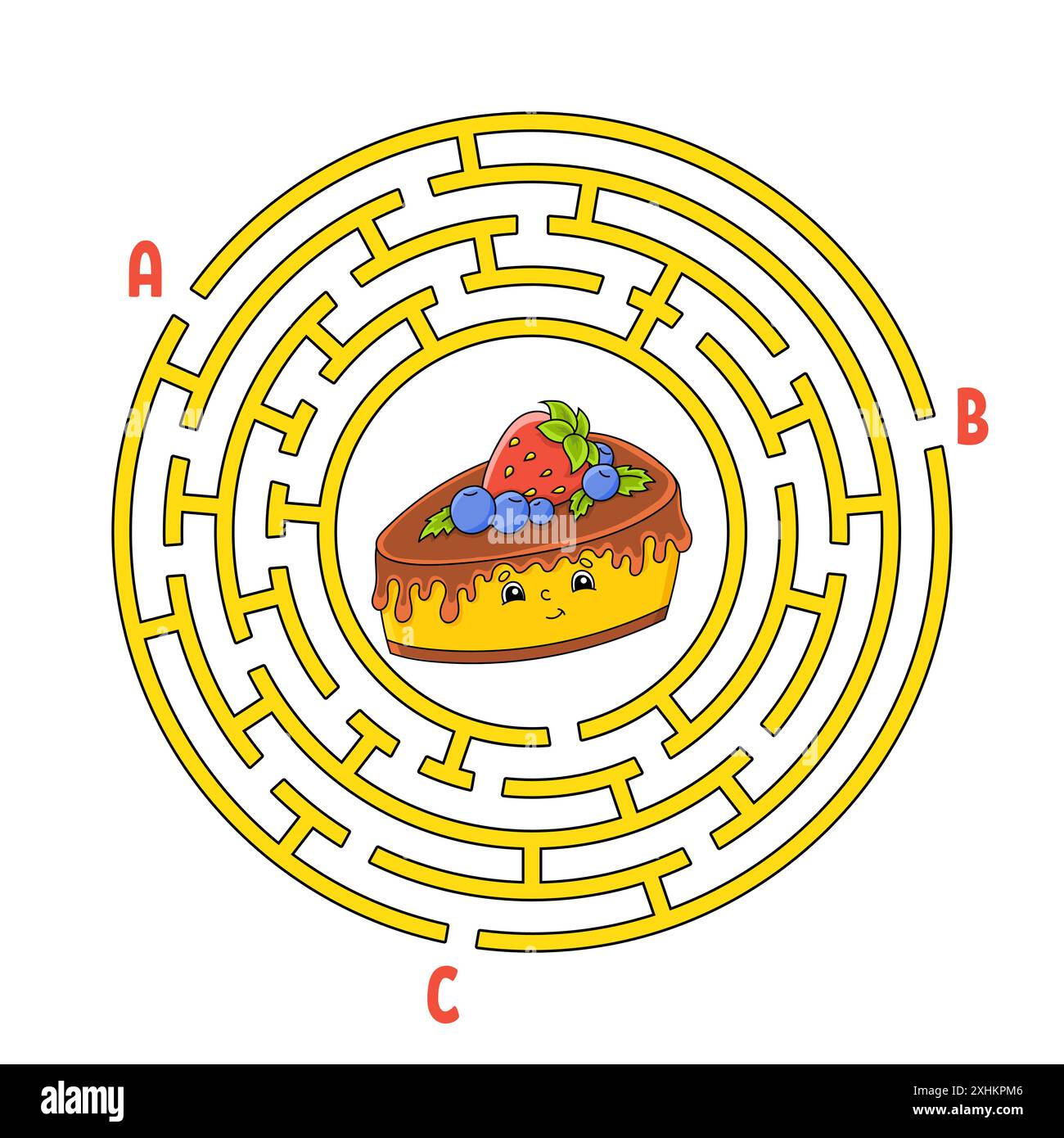 Circle maze. Game for kids. Puzzle for children. Round labyrinth conundrum. Find the right path ...