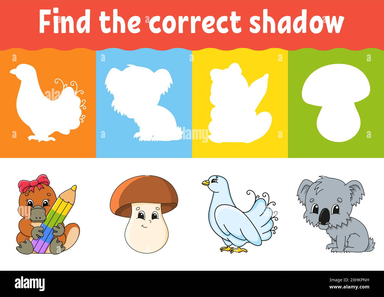 Find the correct shadow. Education worksheet. Matching game for kids ...
