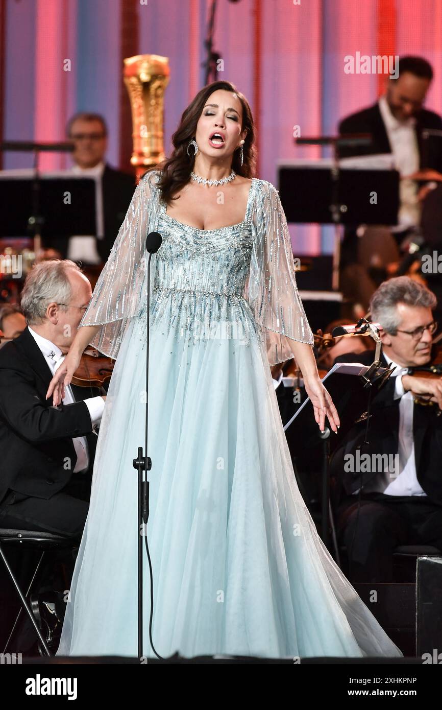 American opera singer Nadine Sierra performs before the arrival of the ...