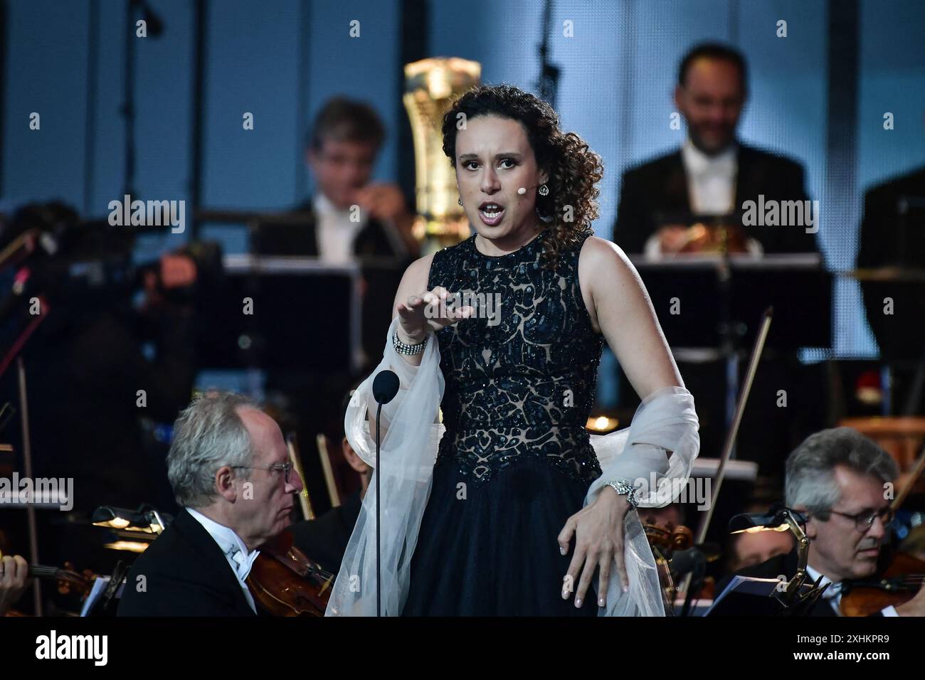 Paris, France. 14th July, 2024. French Opera singer Adele Charvet ...
