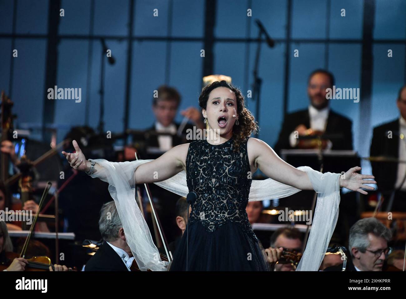 Paris, France. 14th July, 2024. French Opera singer Adele Charvet ...