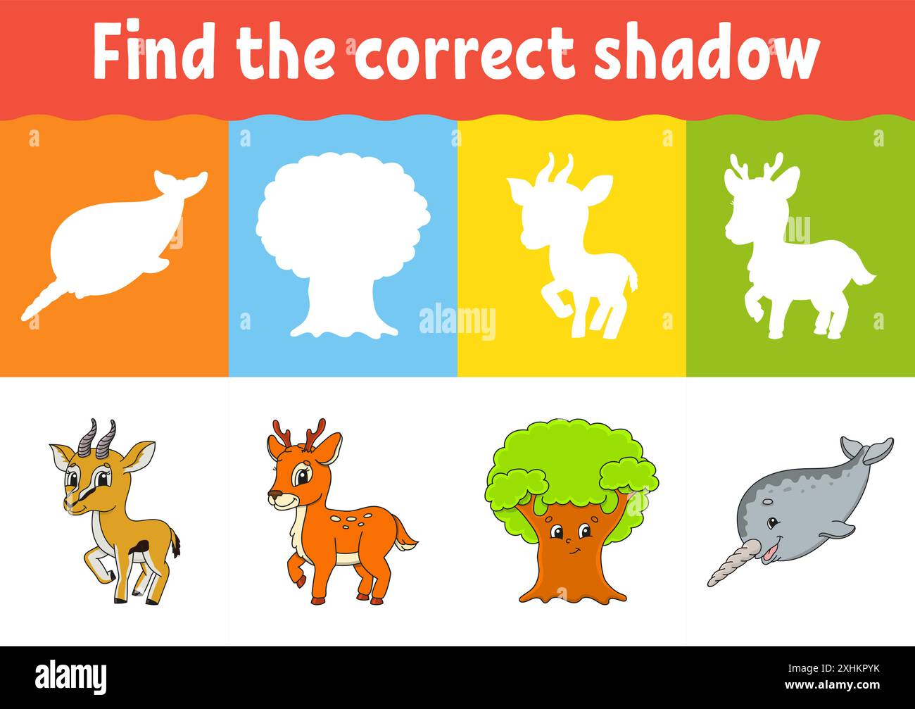 Find the correct shadow. Education worksheet. Matching game for kids ...