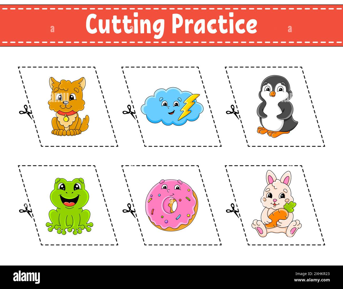 Cutting practice for kids. Education developing worksheet. Activity ...