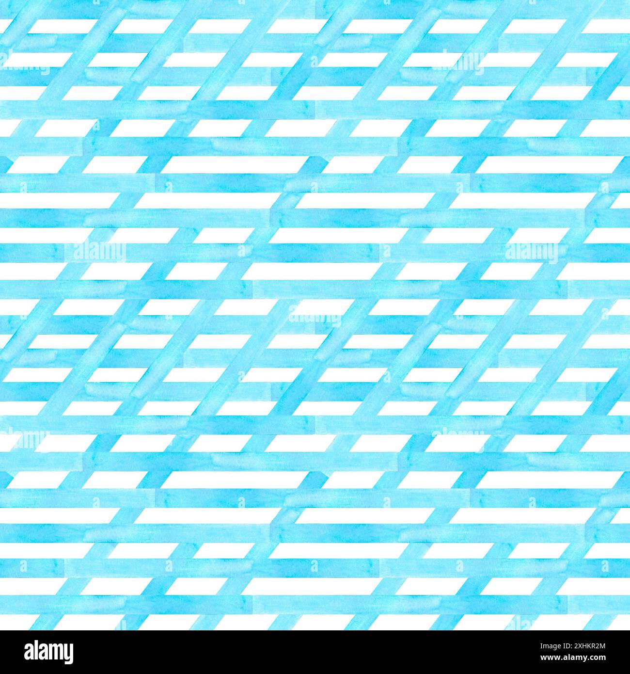 Hand drawn watercolor blue stripes seamless pattern isolated on white ...