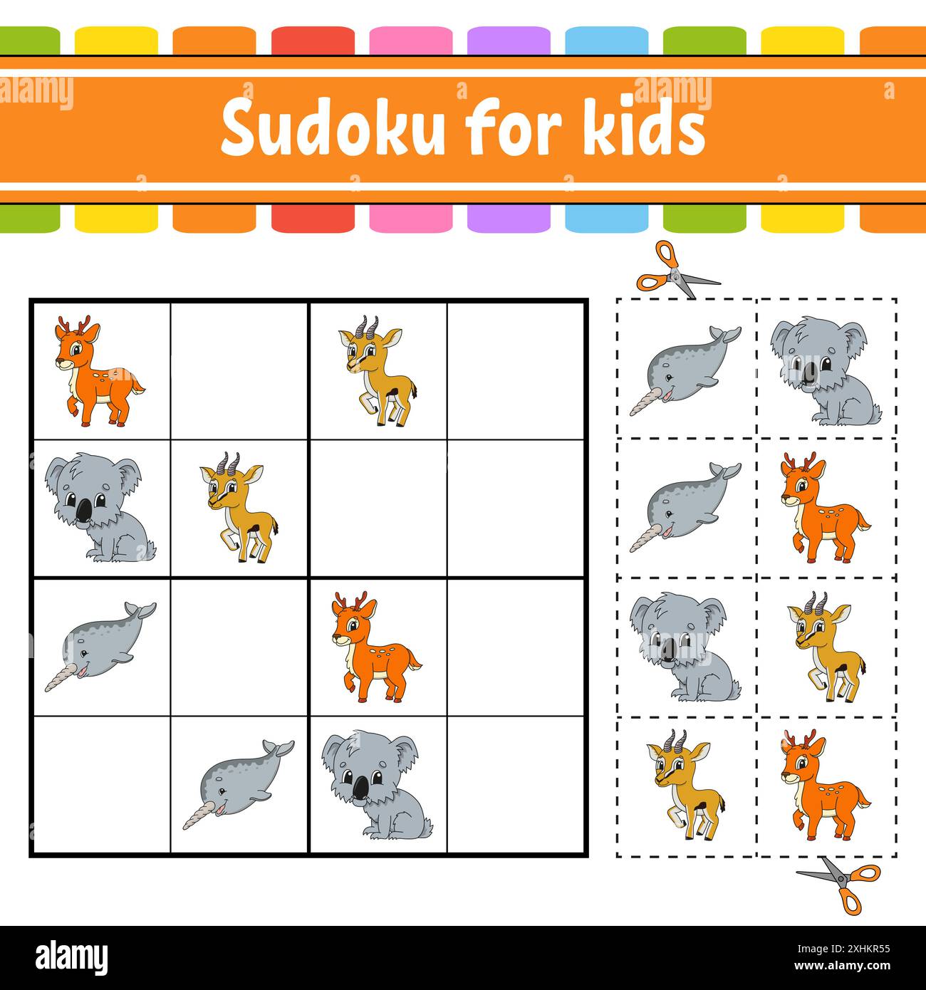 Sudoku for kids. Education developing worksheet. Activity page with ...