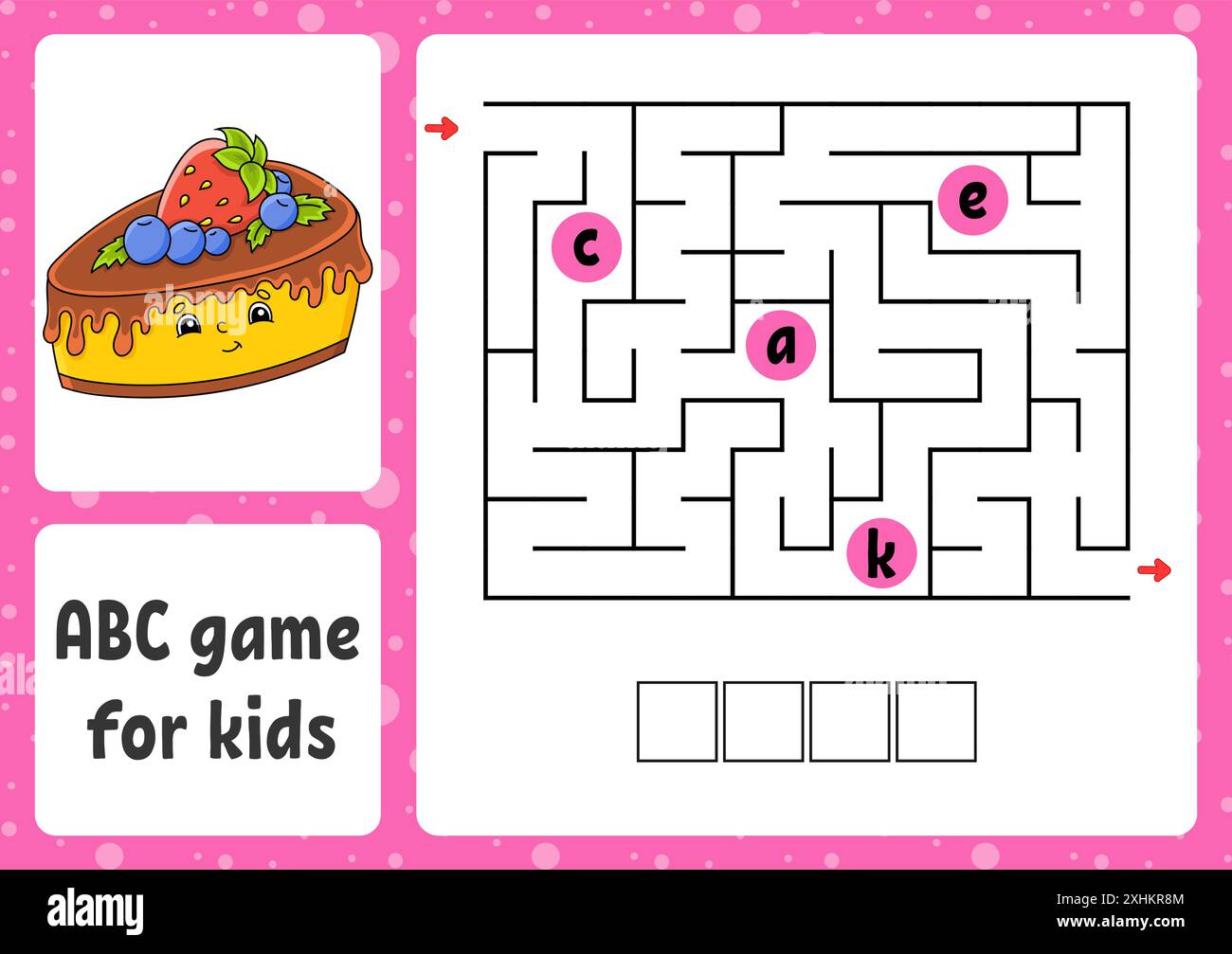 ABC maze for kids. Rectangle labyrinth. Activity worksheet. Puzzle for ...