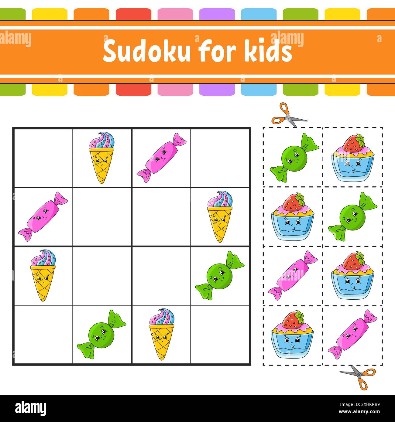 Sudoku for kids. Education developing worksheet. Activity page with ...