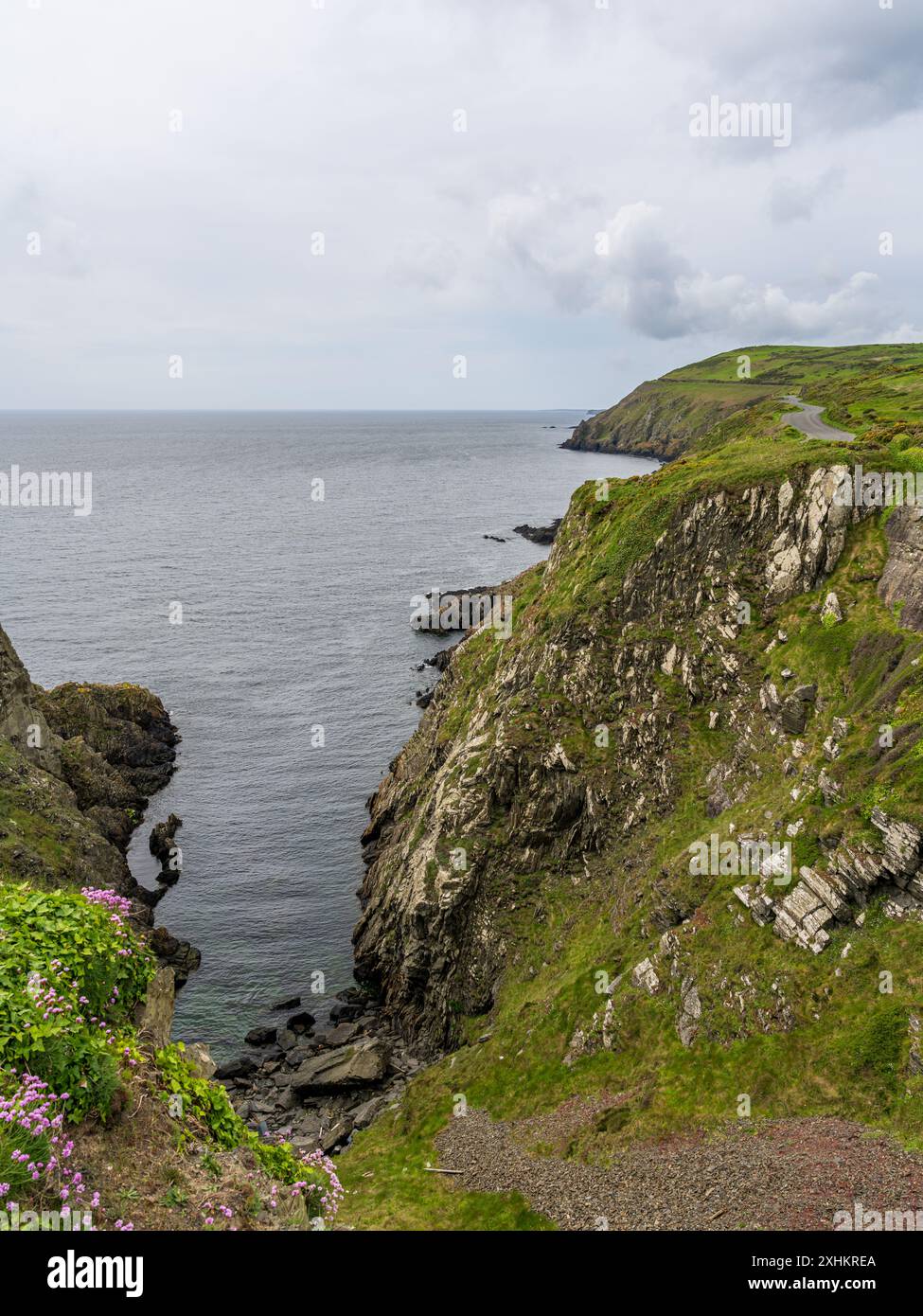 The Irish Sea coast seen from Pigeon Stream near Douglas, Isle of Man ...