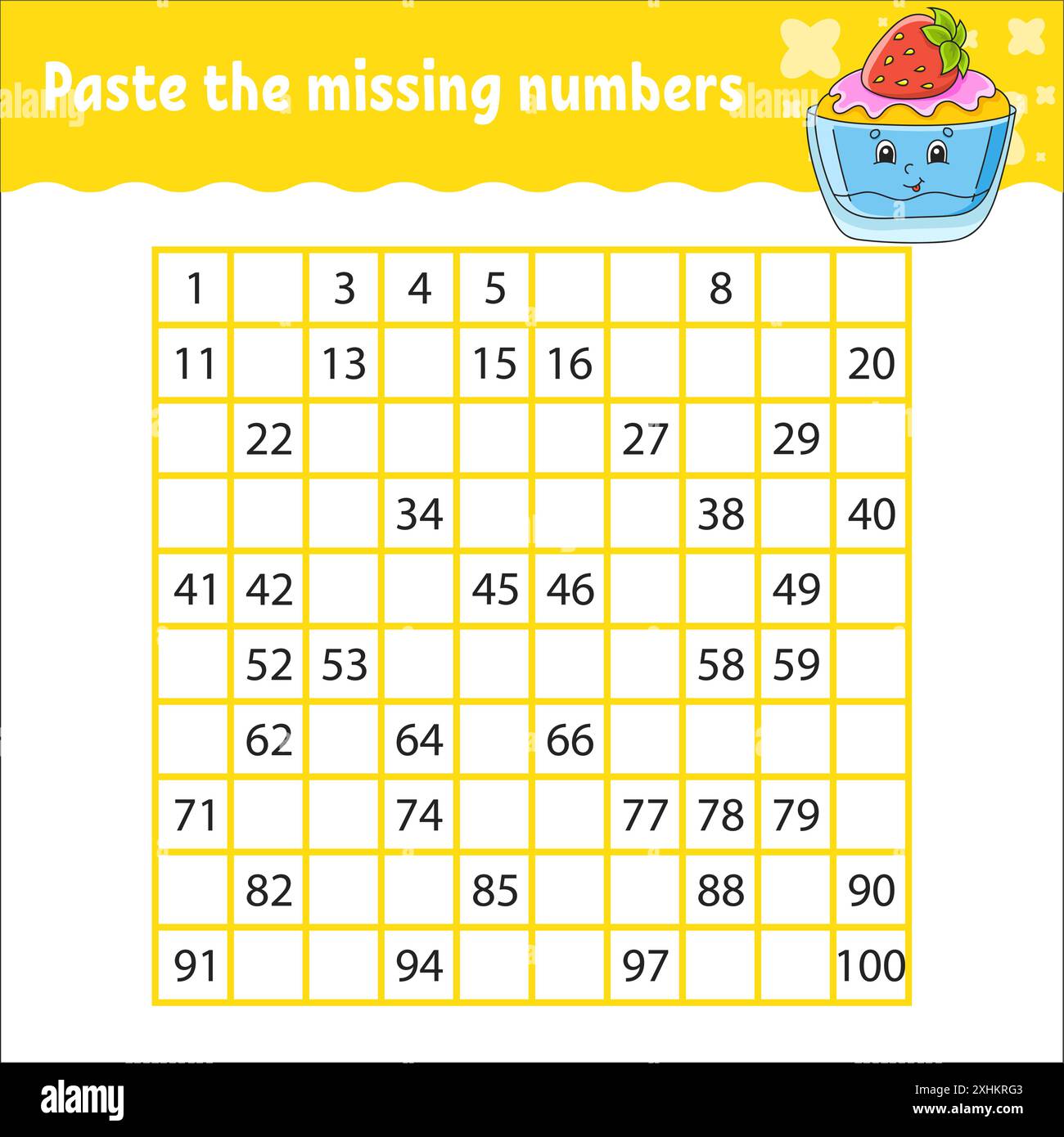 Paste the missing numbers from 1 to 100. Handwriting practice. Learning ...