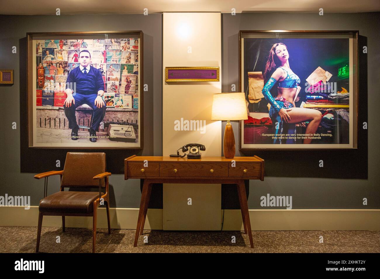 Turkey, Istanbul, Beyoglu, corridor of the Marmara Pera hotel decorated ...