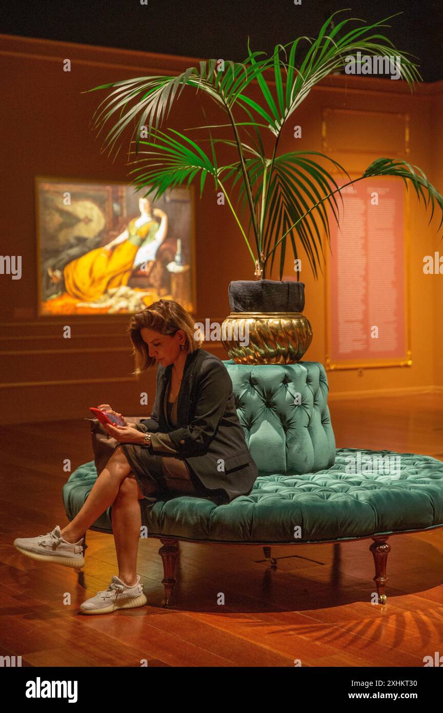 Turkey, Istanbul, Sariyer, woman with a Western look on a velvet couch ...