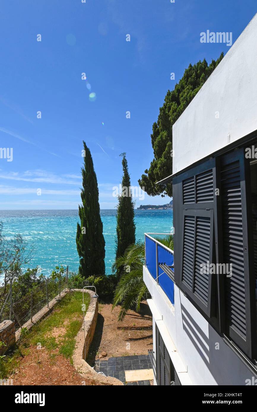France, Alpes Maritimes, Roquebrune Cap Martin, East facade of the ...