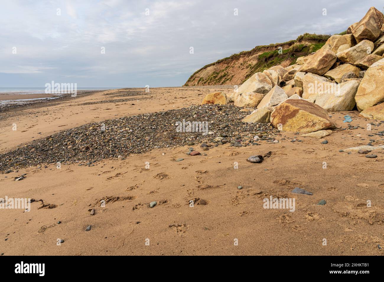 The cliffs and beach on the Irish Coast between Ballasalla and ...