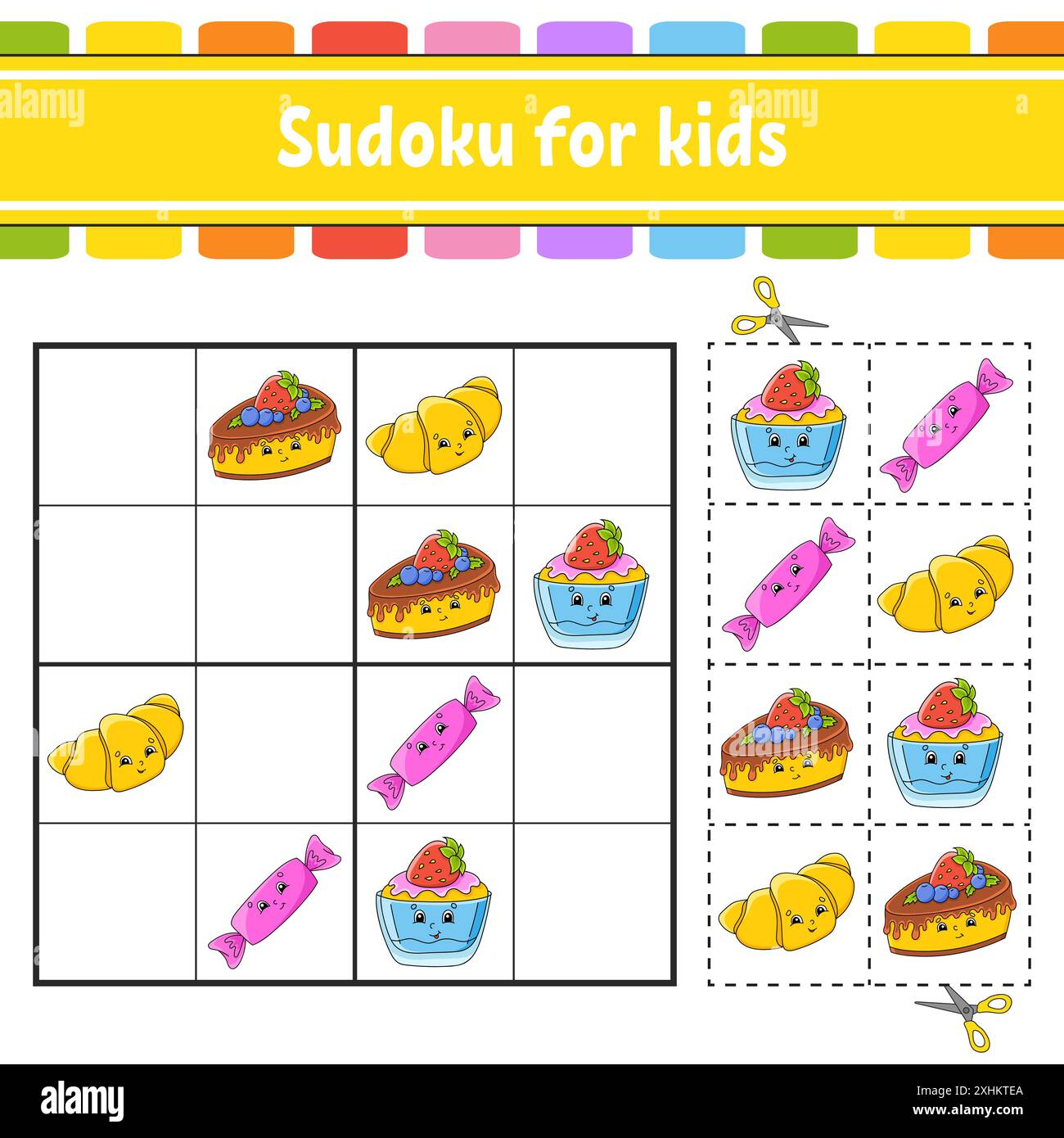 Sudoku for kids. Education developing worksheet. Activity page with ...