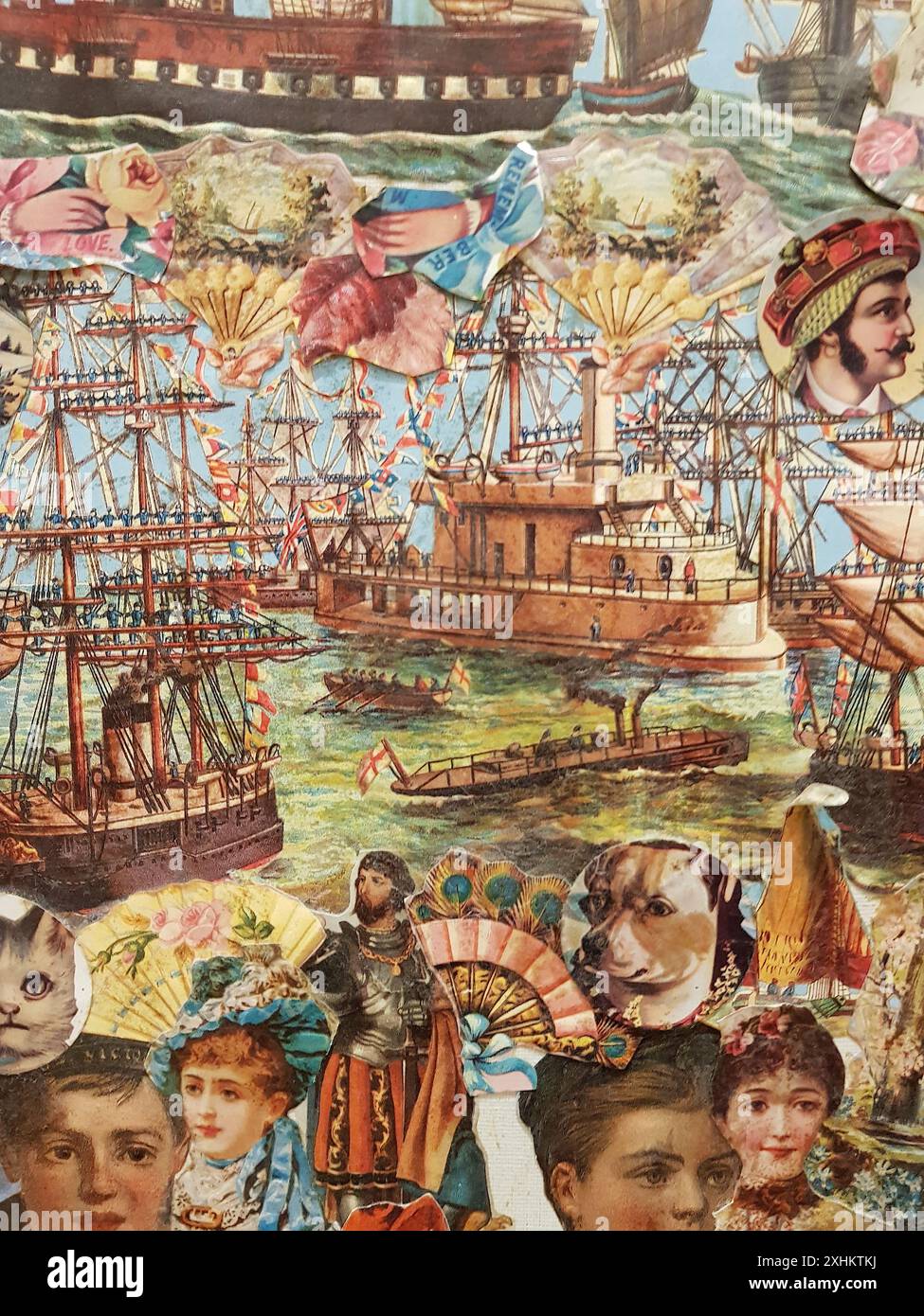 Victorian decoupage showing various ships Stock Photo - Alamy