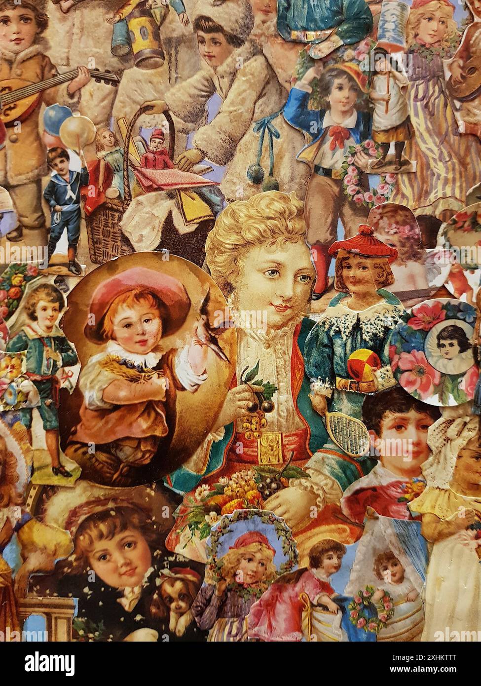 Victorian decoupage showing children Stock Photo - Alamy