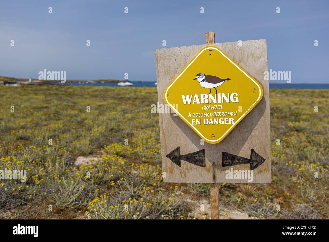 France, Morbihan, Ponant islands, Hoëdic island, sign indicating the ...