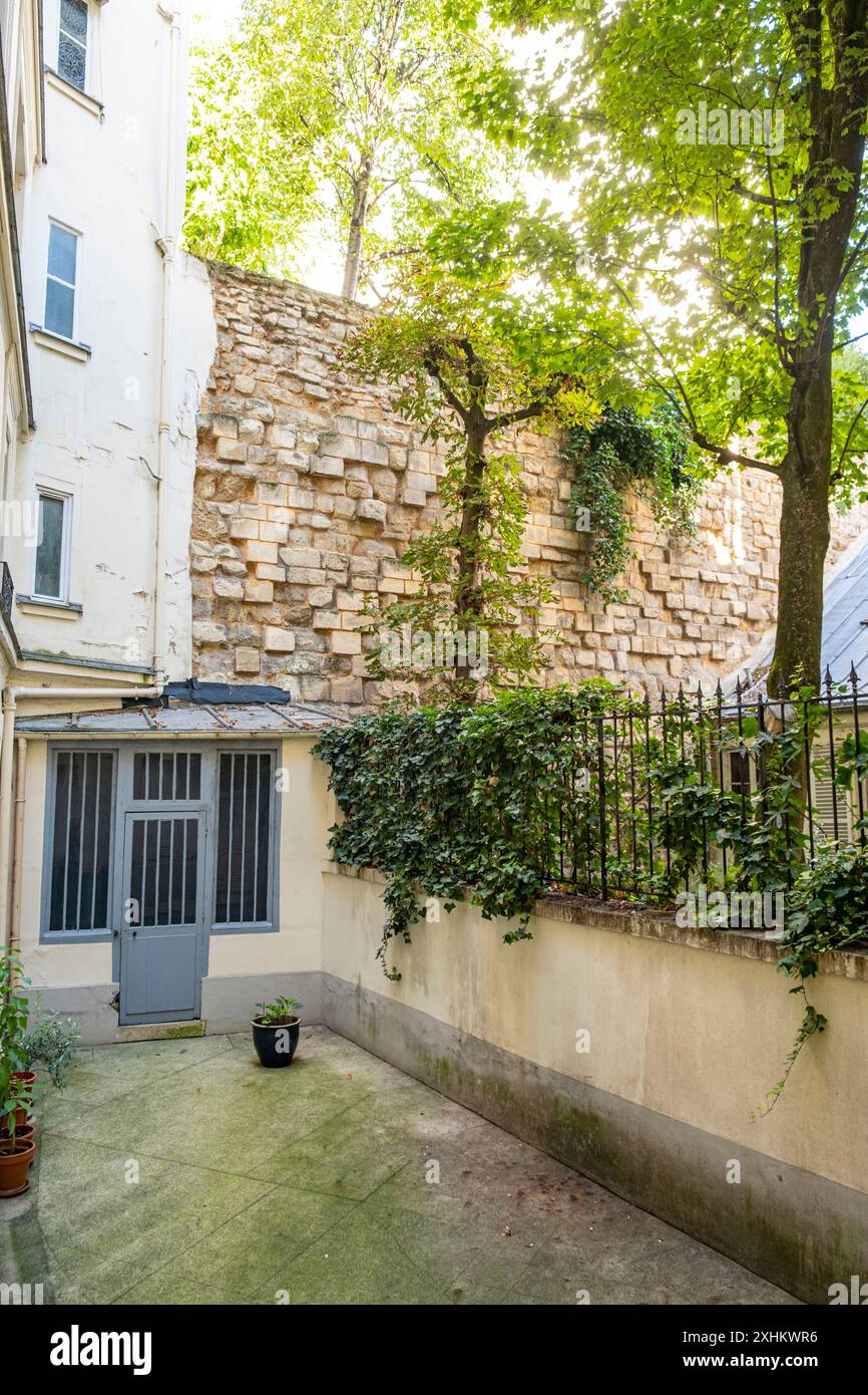 France, Paris, remains of the enclosure wall of Philippe Auguste, #62 ...
