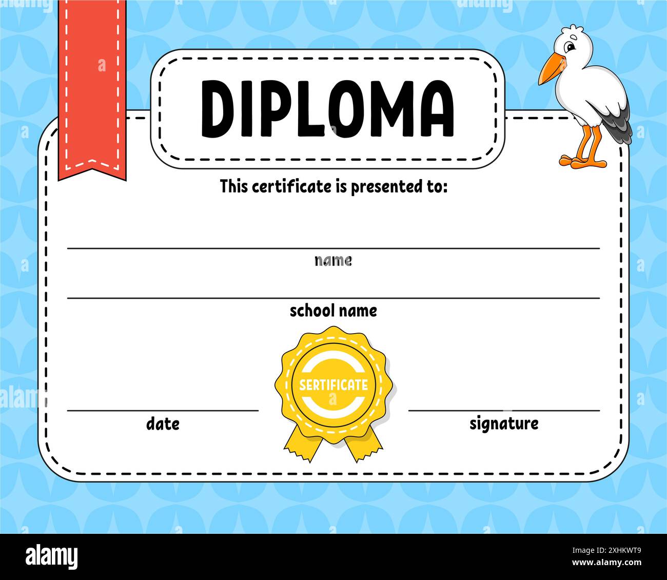 Diploma sertificate template. For school and preschool. For kids and ...