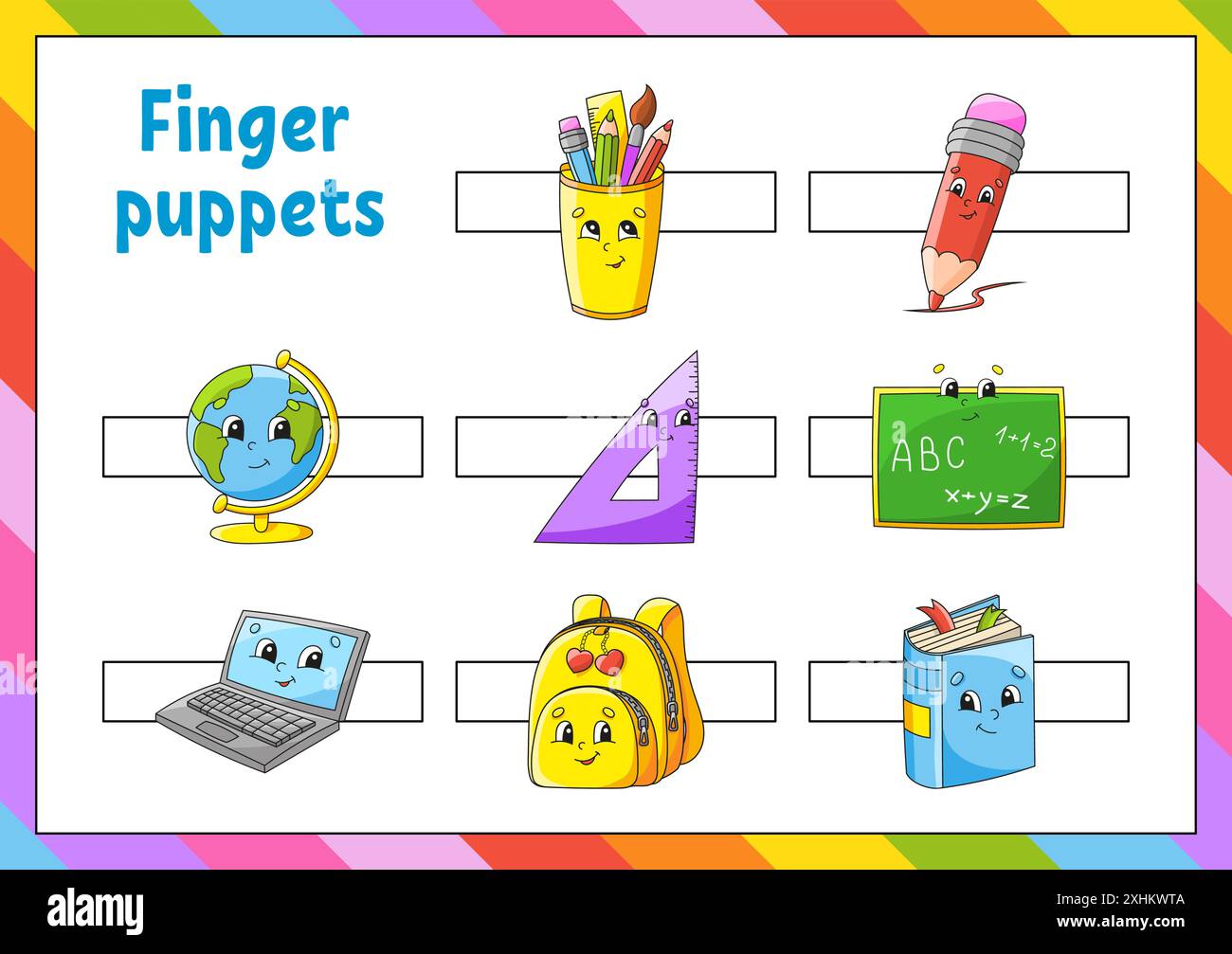 Finger puppets. Activities for kids. Cute cartoon characters. Back to ...