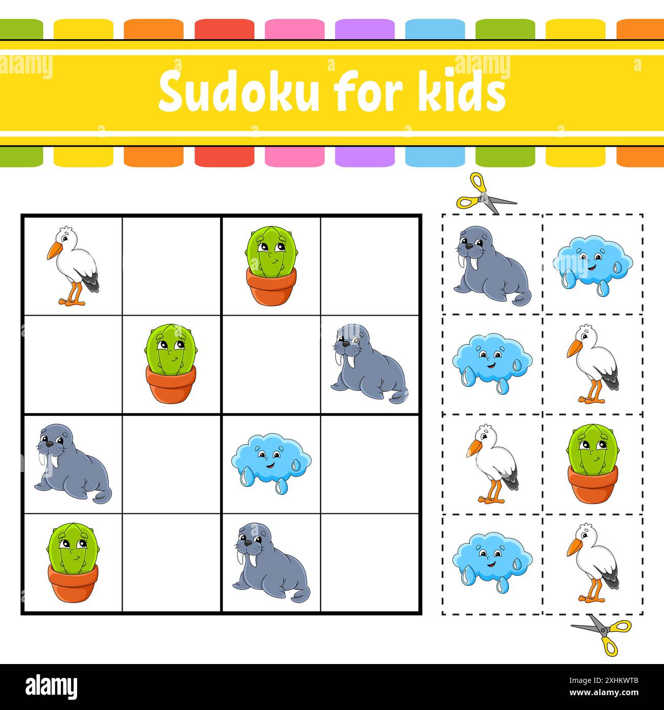 Sudoku for kids. Education developing worksheet. Activity page with ...