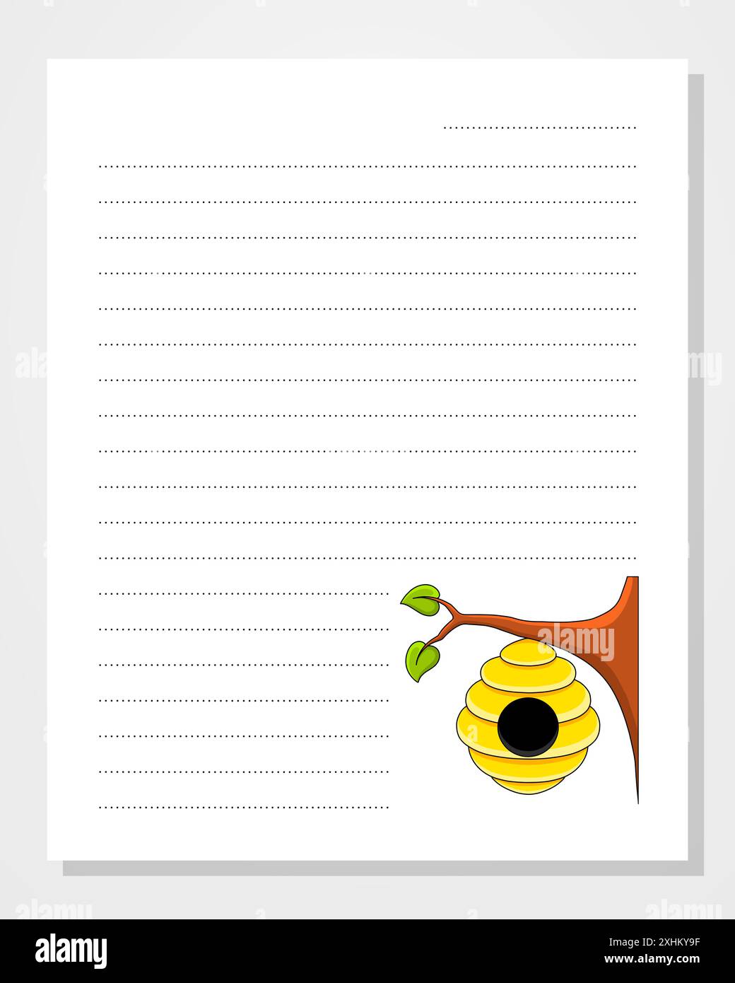 Sheet template for notebook, notepad, diary. Lined paper. With cute ...
