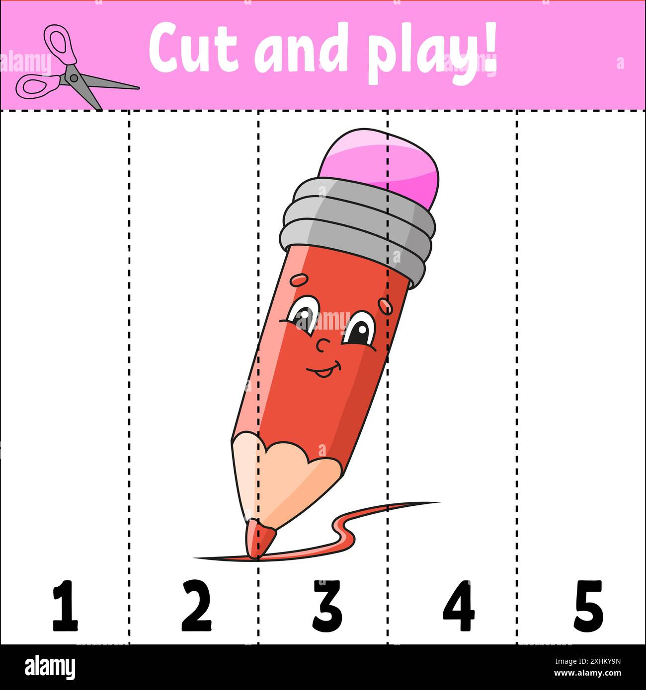 Learning numbers 1-5. Cut and play. Education worksheet. Game for kids ...
