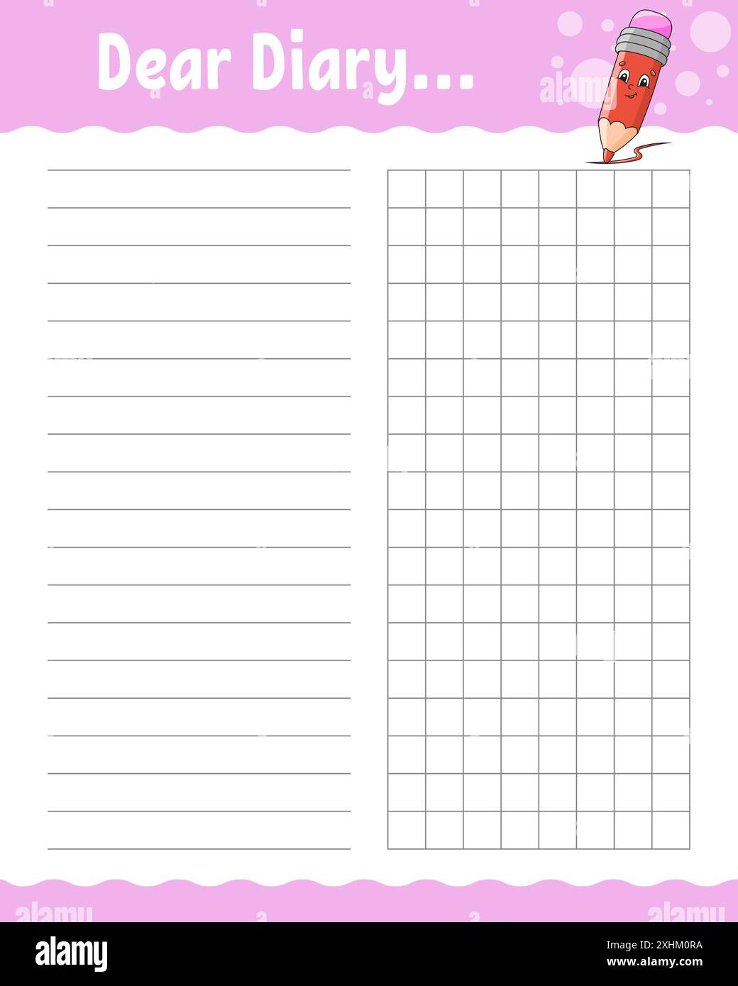 Lined sheet template. Handwriting paper. For diary, planner, checklist ...