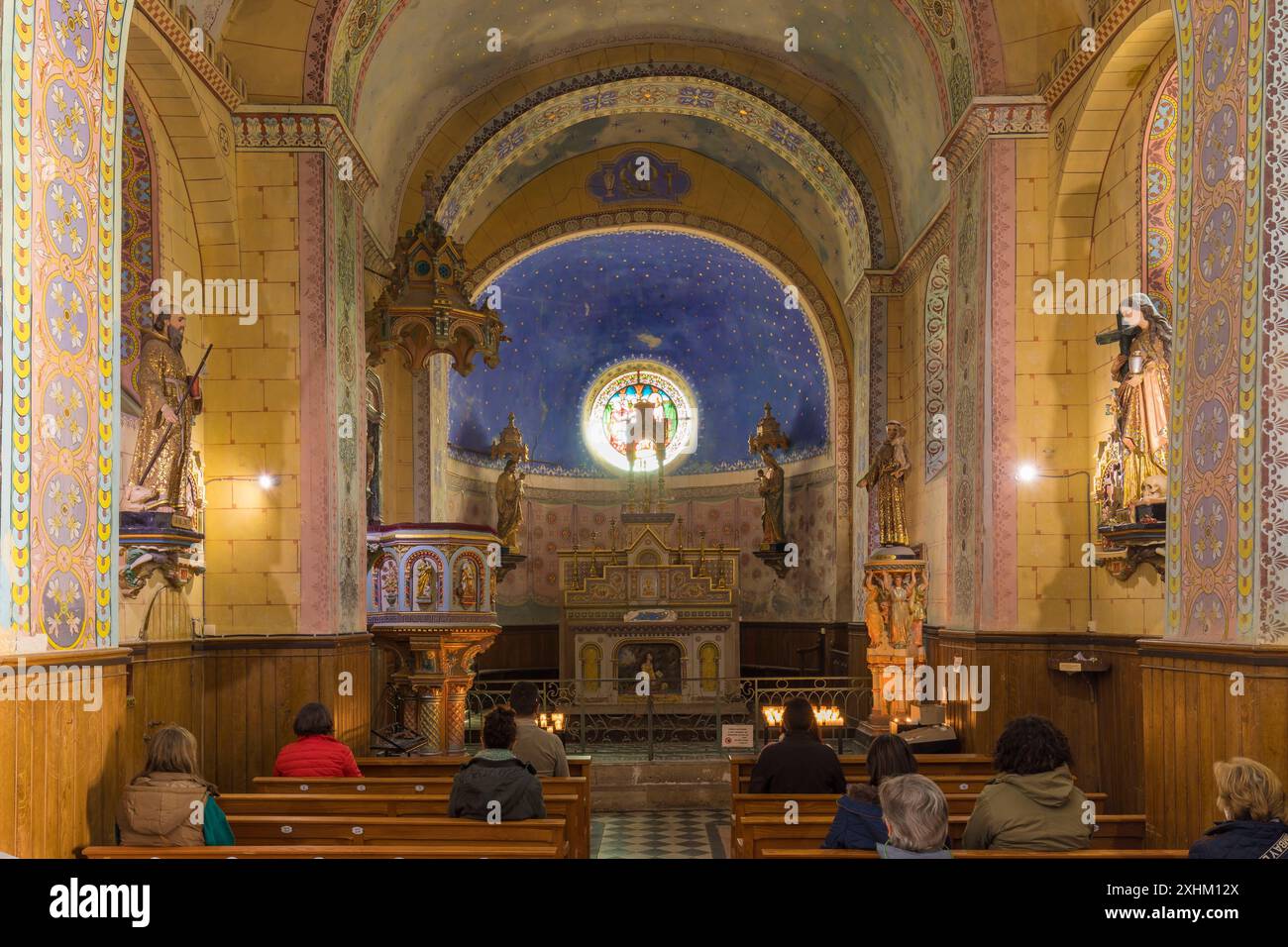 France, Aude, Rennes le chateau, Sainte Marie Madeleine church Stock ...