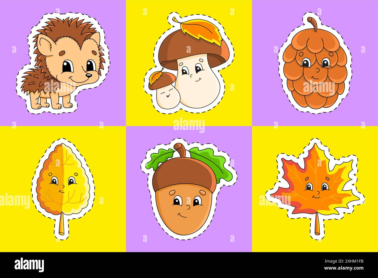 Sticker with contour. cartoon character. Colorful vector illustration ...