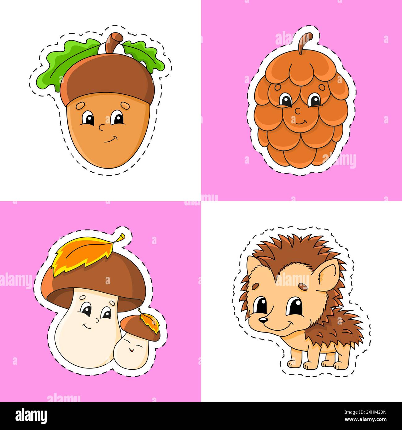 Sticker with contour. cartoon character. Colorful vector illustration ...