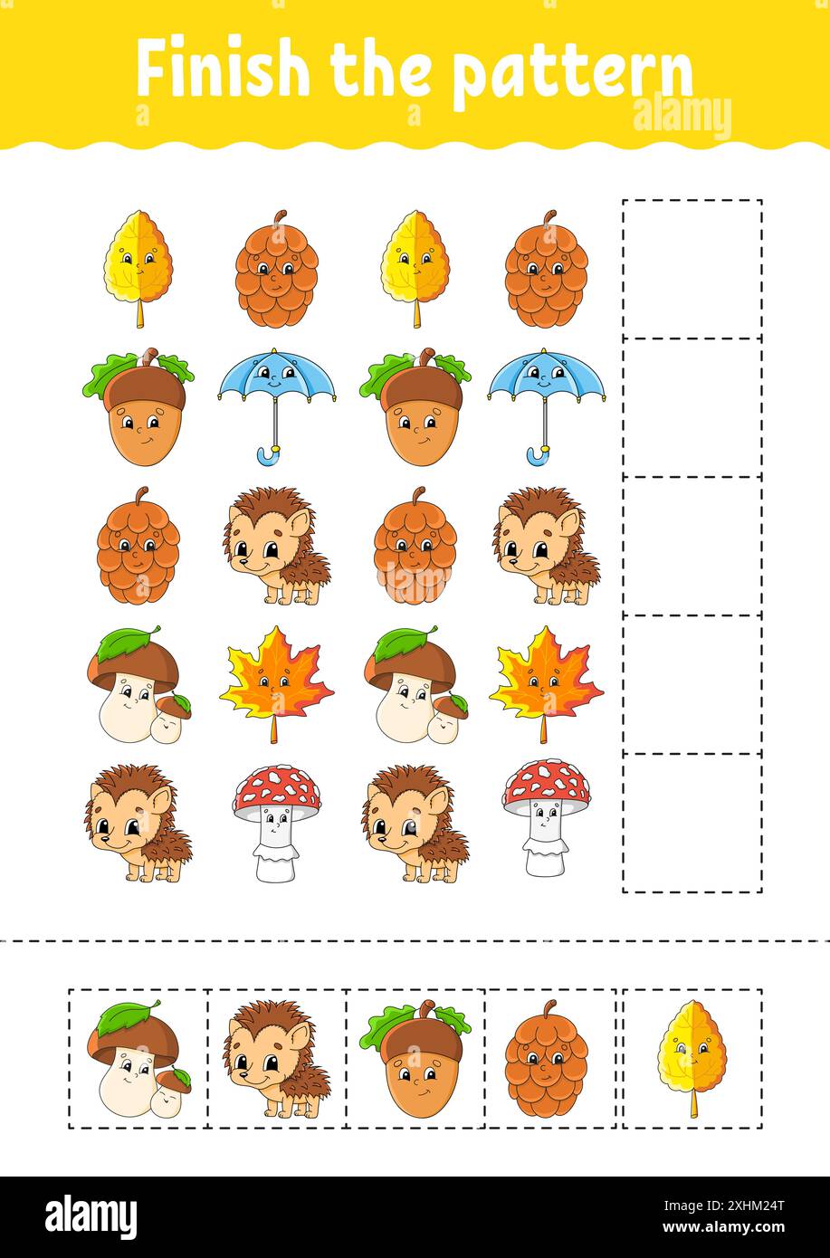 Finish the pattern. Cut and play. Education developing worksheet ...