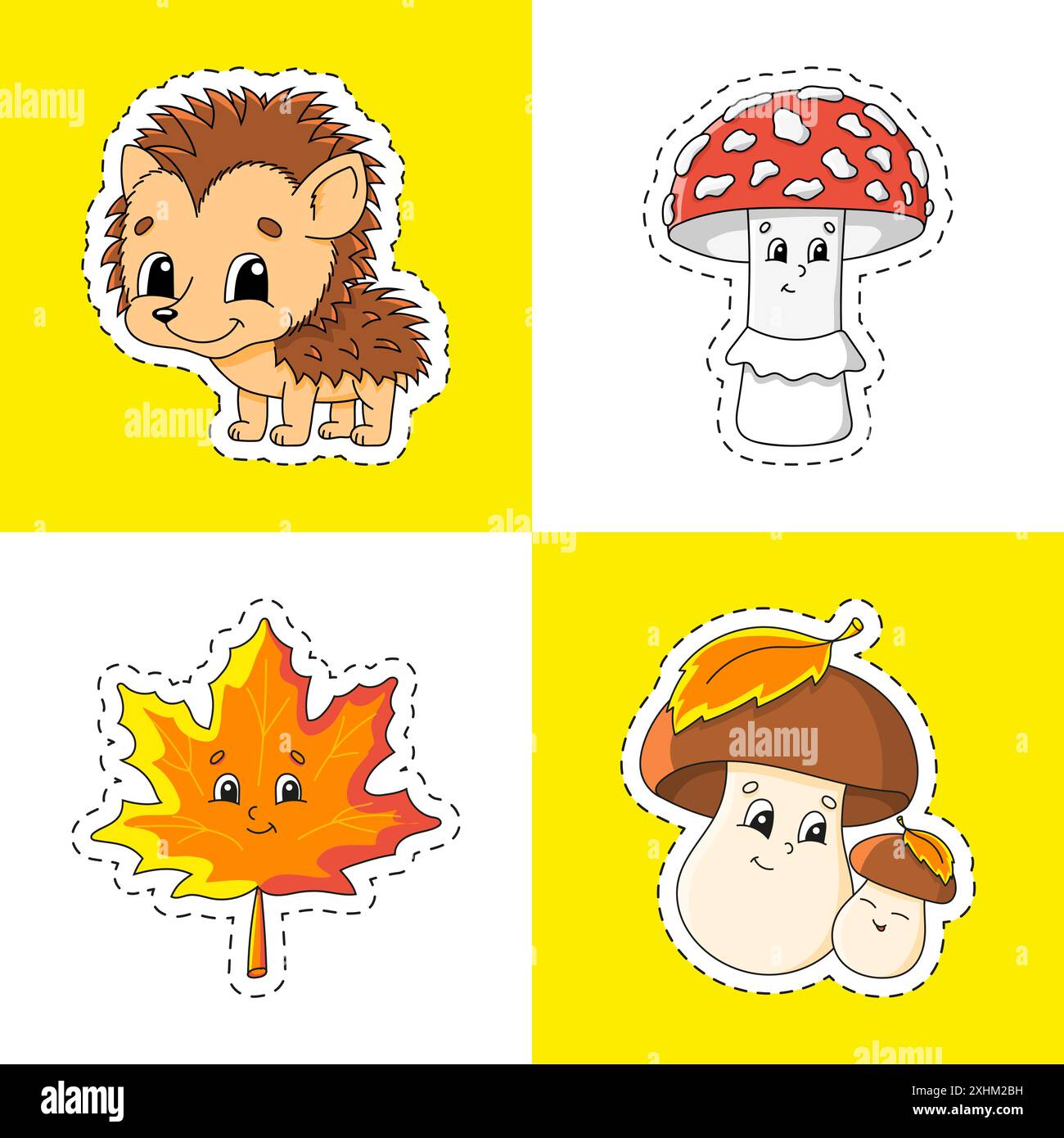 Sticker with contour. cartoon character. Colorful vector illustration ...