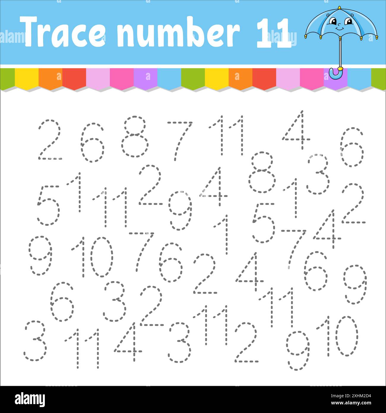Trace number . Handwriting practice. Learning numbers for kids ...