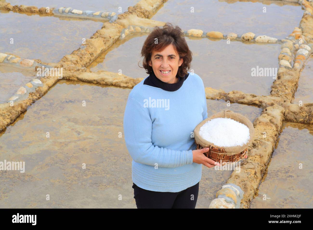 Malta, Gozo Island, Xwejni, Salt Pans, limestone-cut saltworks ...