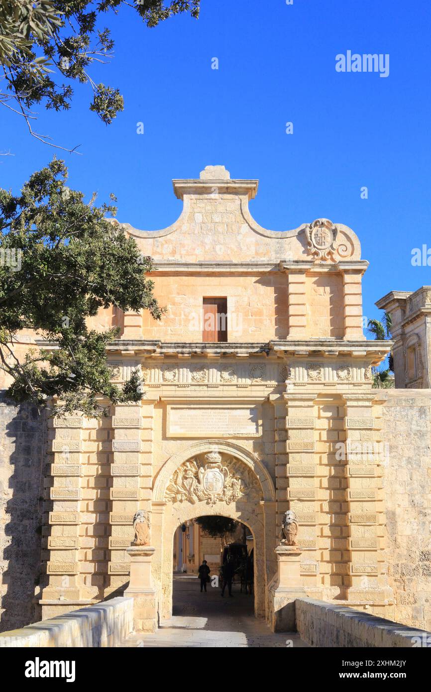 Malta, Mdina, main gate erected in the fortifications in 1724 by French ...