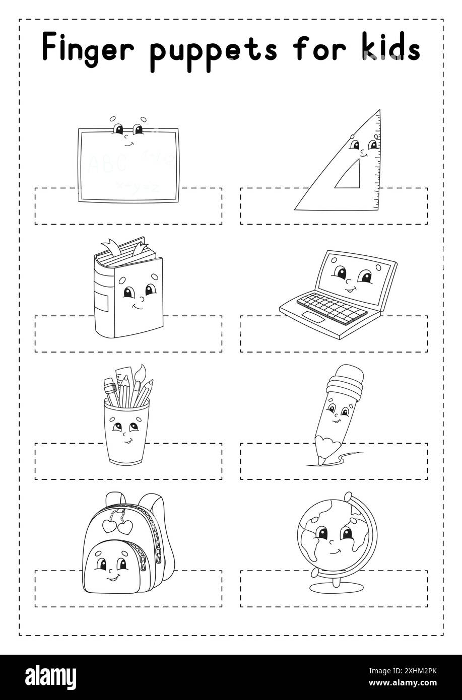 Finger puppets. Coloring page for kids. Vector illustration Stock ...