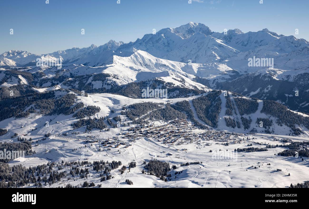 France, Savoie, Beaufortain massif, the Col des Saisies station (1650 m ...
