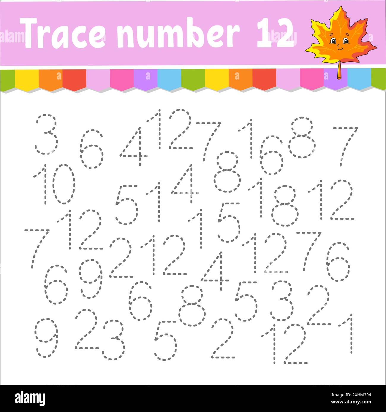 Trace number . Handwriting practice. Learning numbers for kids ...