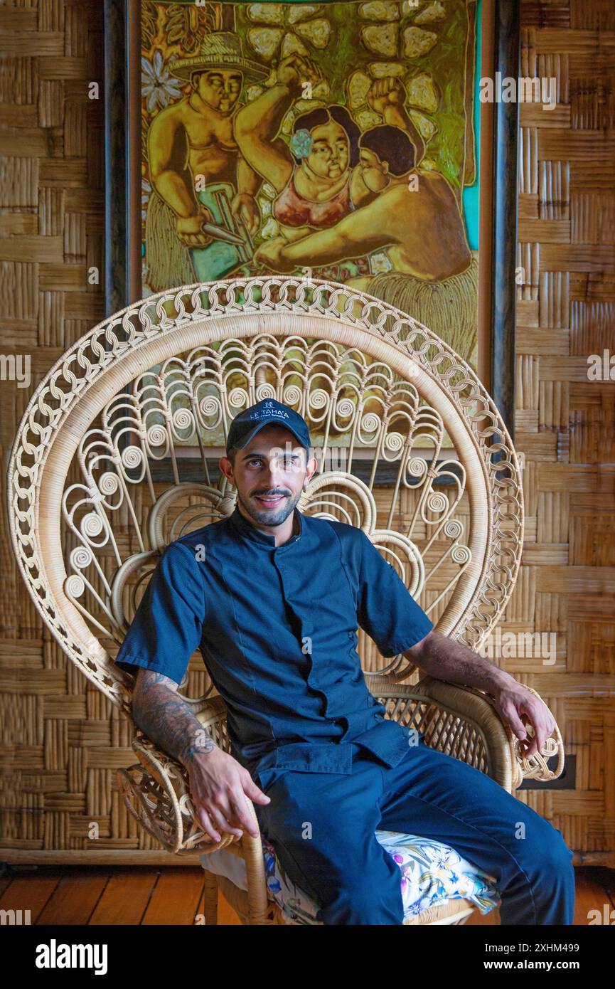 French Polynesia, Taha'a island, Thomas Lazar, the chef of the Taha'a ...
