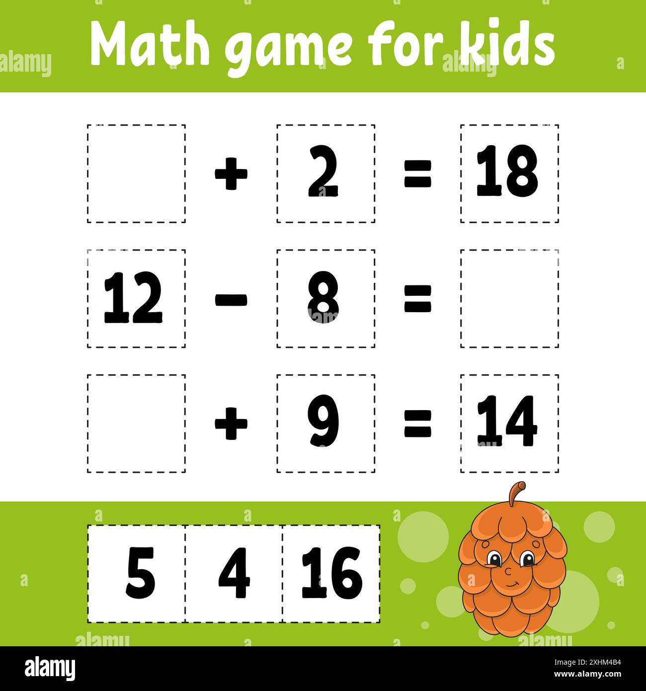 Math game for kids. Education developing worksheet. Activity page with ...