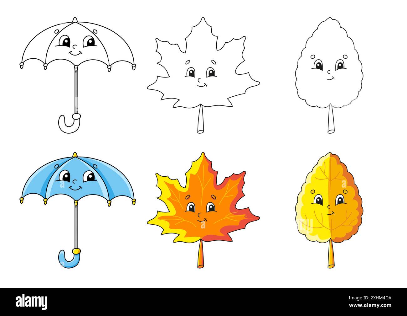 Set of color stickers for kids. cartoon characters. Black stroke ...