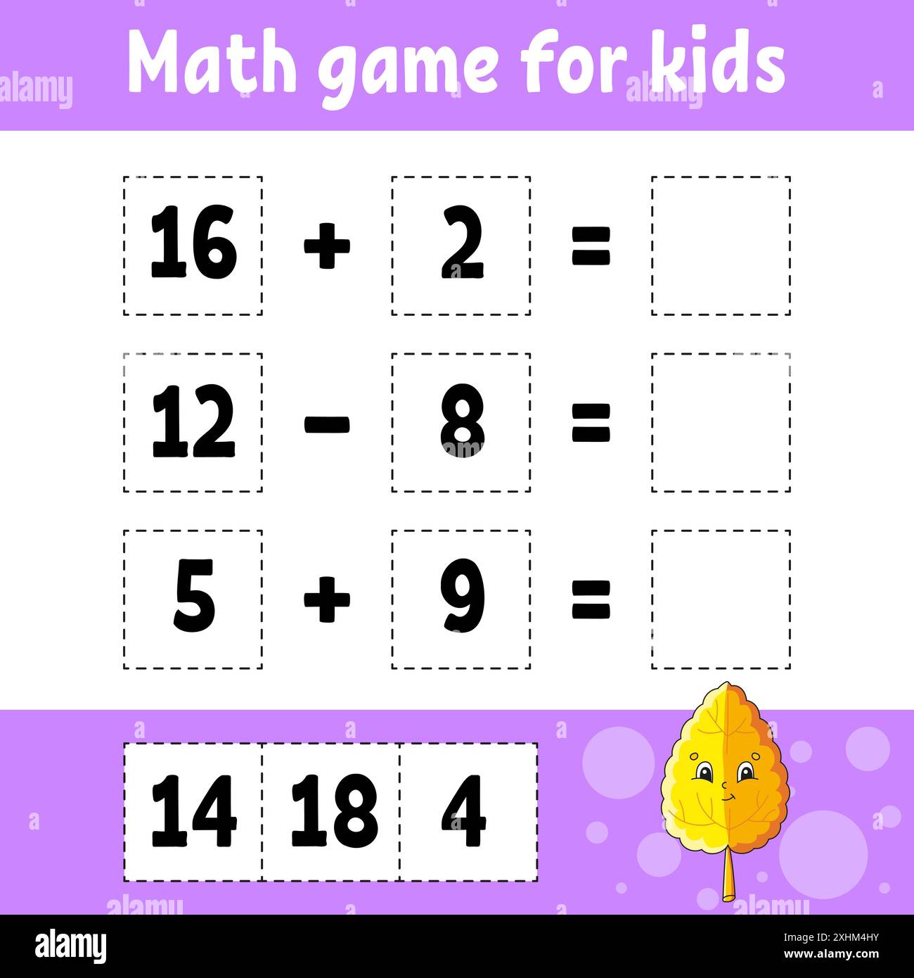 Math game for kids. Education developing worksheet. Activity page with ...