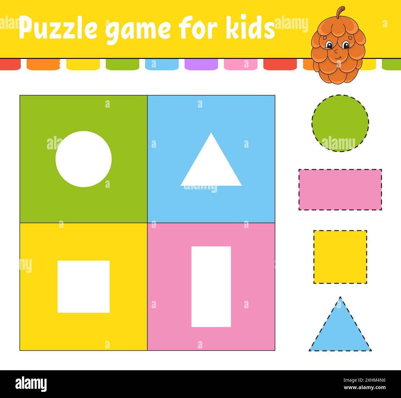 Puzzle game for kids. Cut and paste. Cutting practice. Learning shapes ...