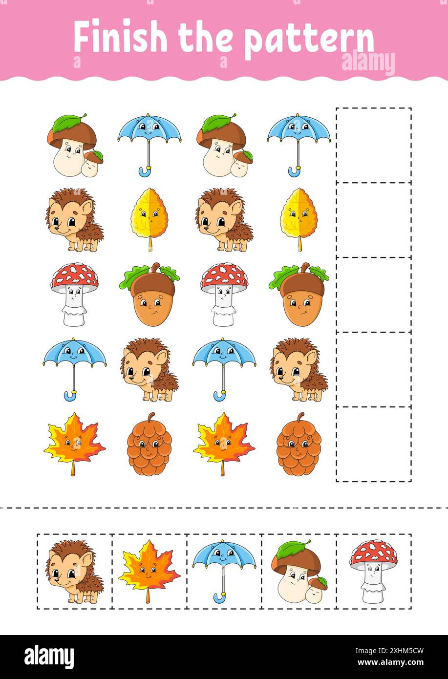 Finish the pattern. Cut and play. Education developing worksheet ...