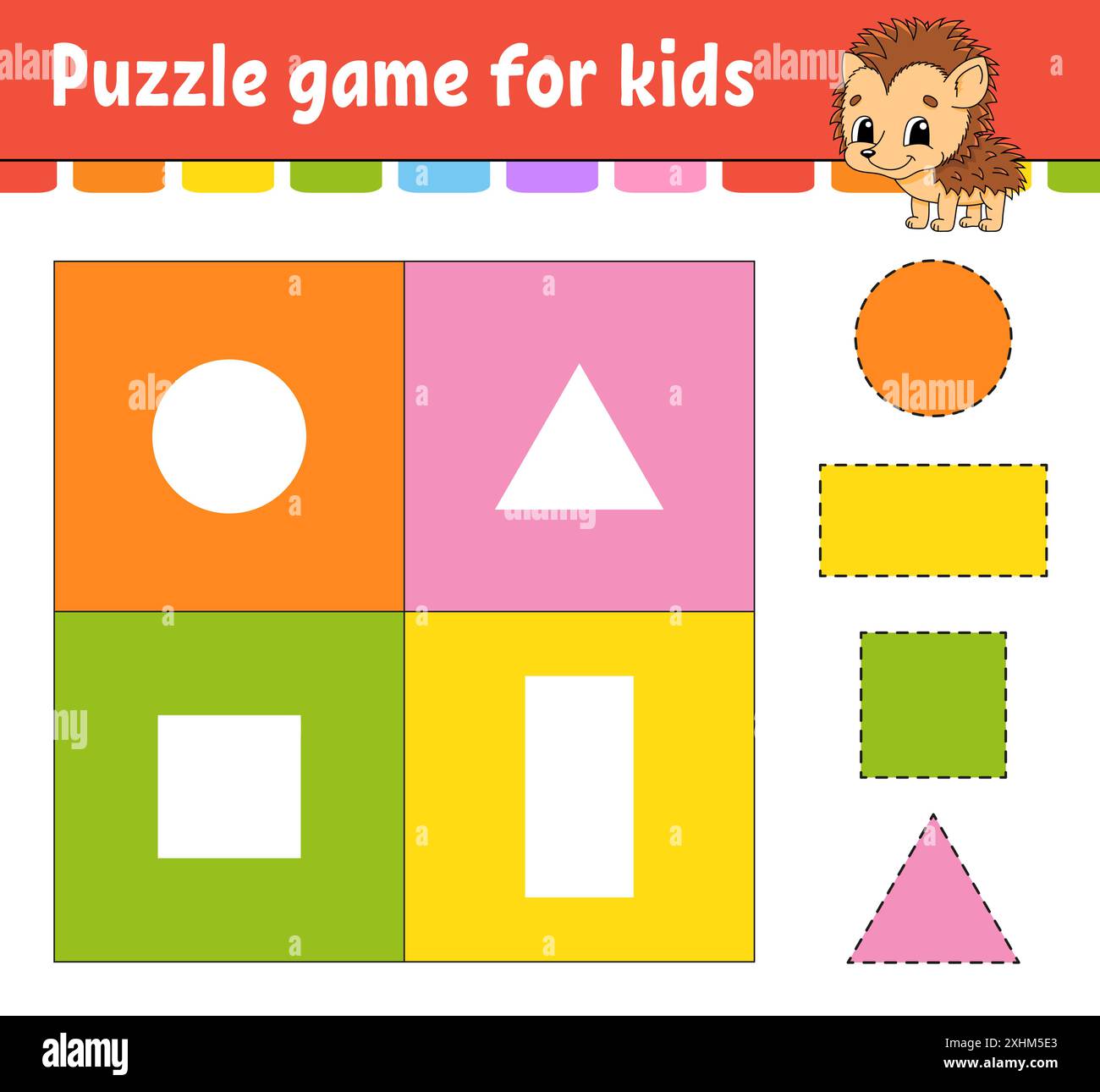 Puzzle game for kids. Cut and paste. Cutting practice. Learning shapes ...